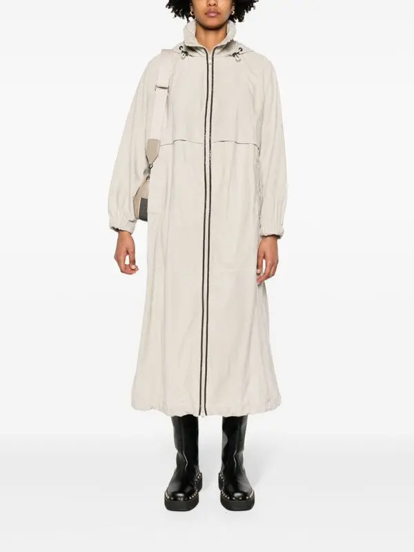 Brunello Cucinelli Suede Hooded Trench Coat