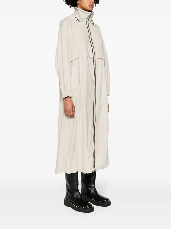 Brunello Cucinelli Suede Hooded Trench Coat