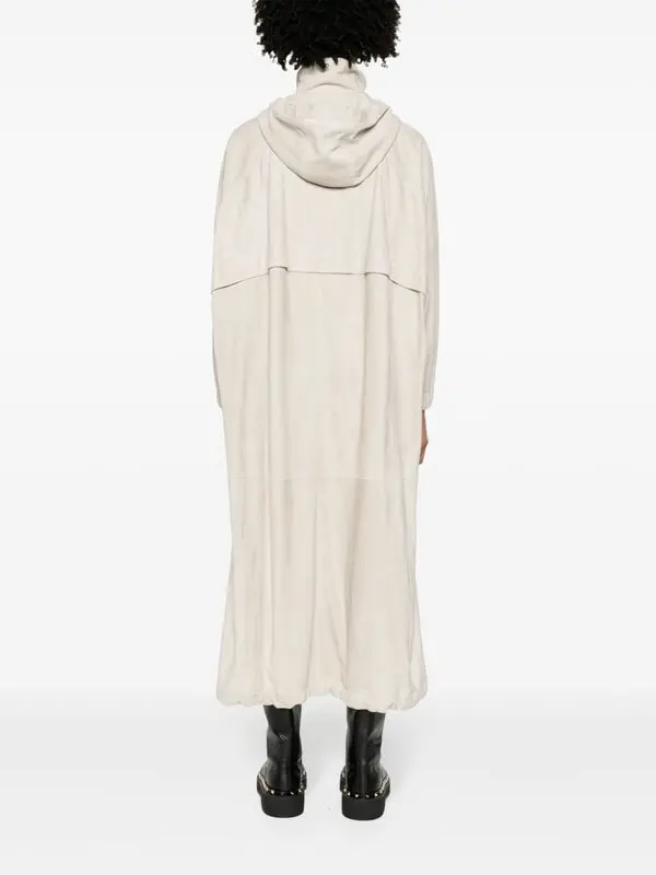 Brunello Cucinelli Suede Hooded Trench Coat