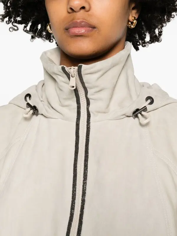 Brunello Cucinelli Suede Hooded Trench Coat