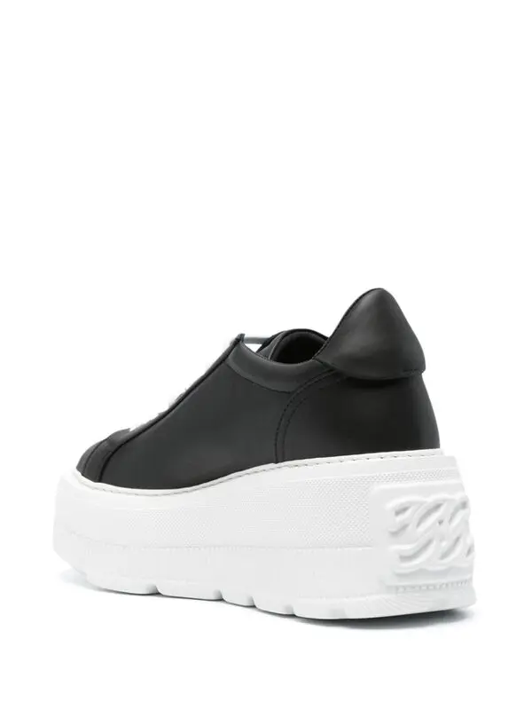 Casadei Nexus Leather Wedge Sneakers - Black