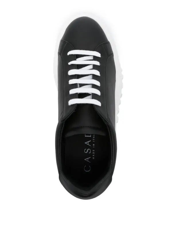 Casadei Nexus Leather Wedge Sneakers - Black