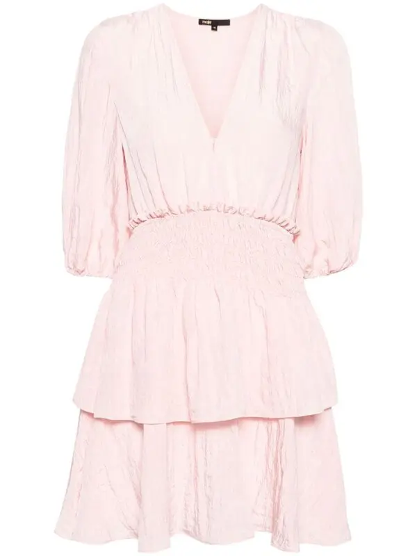 Maje Shirred-waistband Tiered Dress