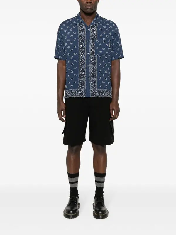 Palm Angels Paisley-print Bowling Shirt - Blue