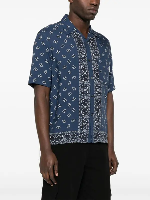 Palm Angels Paisley-print Bowling Shirt - Blue