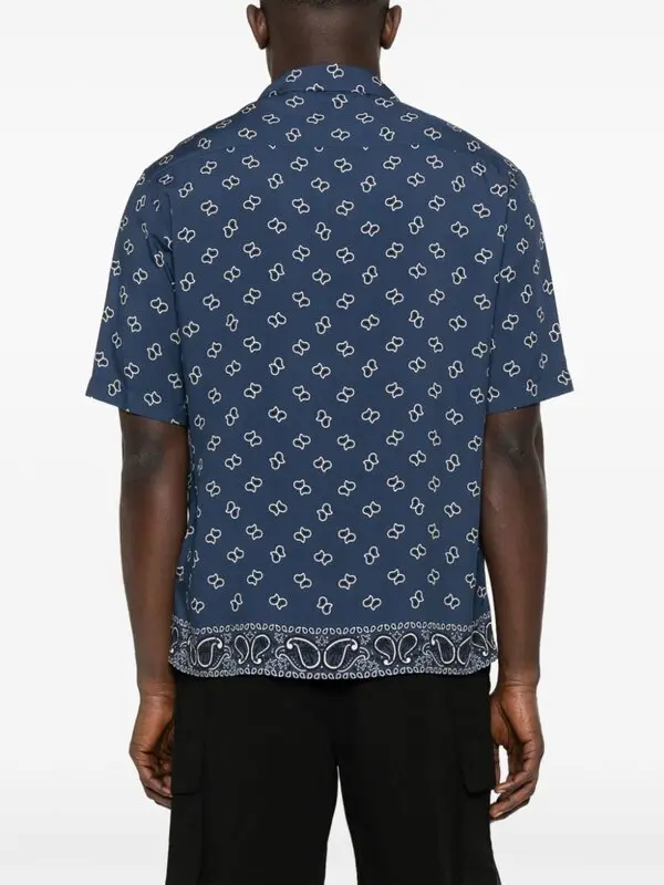 Palm Angels Paisley-print Bowling Shirt - Blue