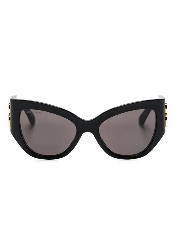 Balenciaga Logo-plaque Cat-eye Sunglasses - Black