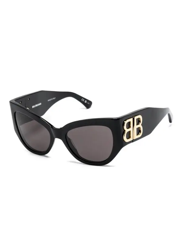 Balenciaga Logo-plaque Cat-eye Sunglasses - Black