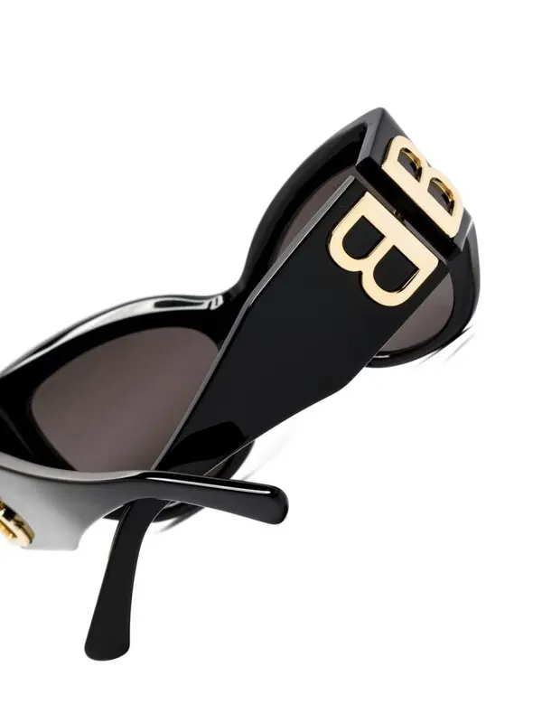 Balenciaga Logo-plaque Cat-eye Sunglasses - Black