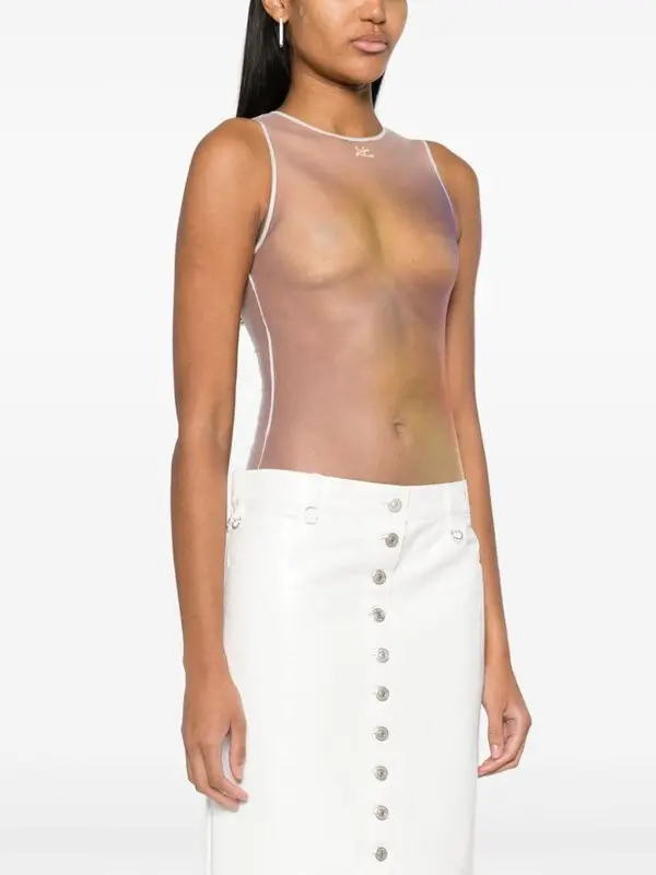 COURREGES Aura Tulle Bodysuit - Neutrals