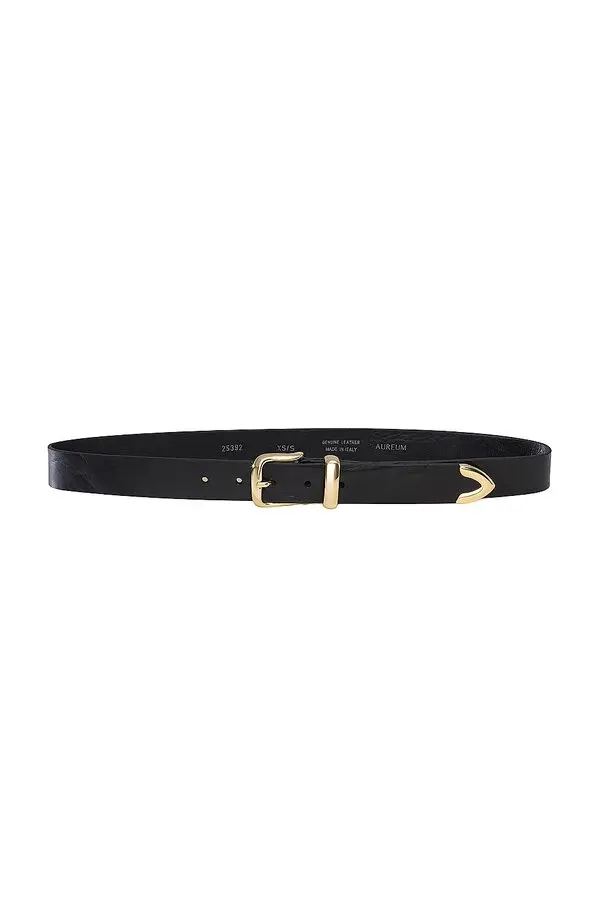 AUREUM Gold Tip Leather Belt - Black