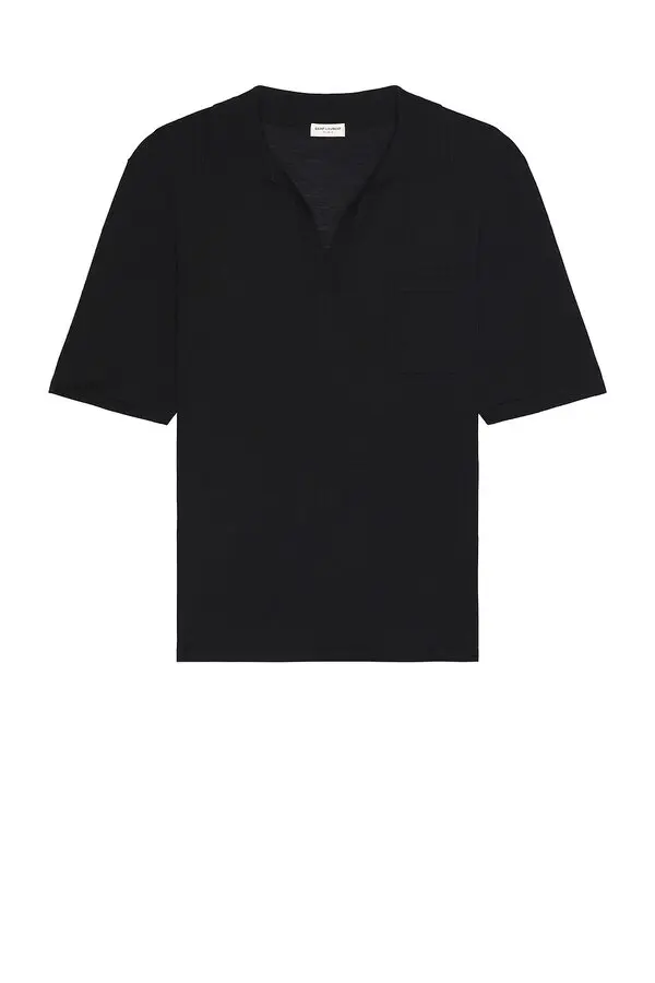 Saint Laurent Polo Manches Courtes In Black - Noir