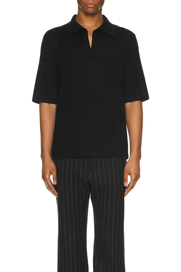Saint Laurent Polo Manches Courtes In Black - Noir