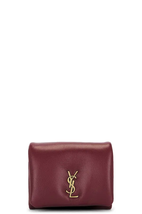 Saint Laurent Calypso Compact Wallet - Rouge Merlot