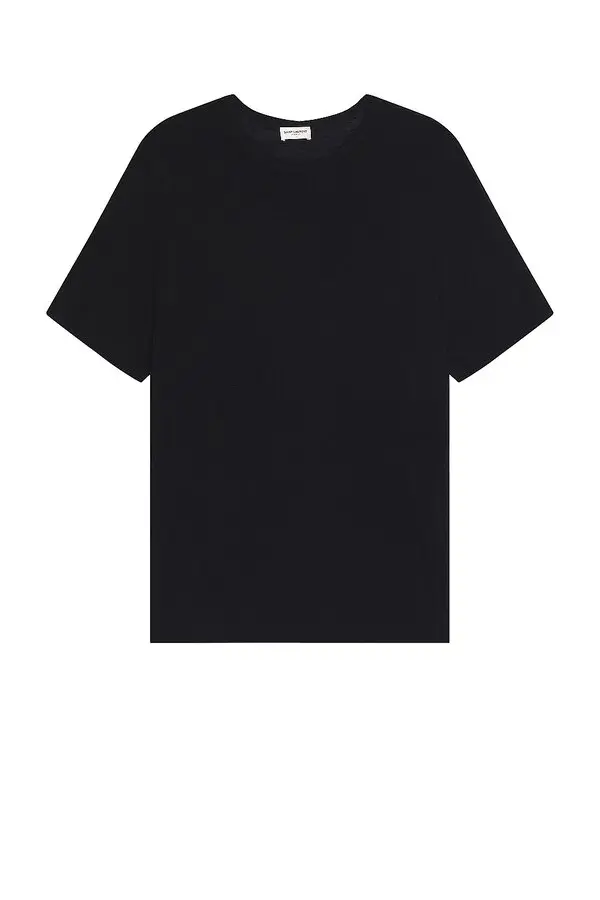 Saint Laurent Tee Col Rond In Black