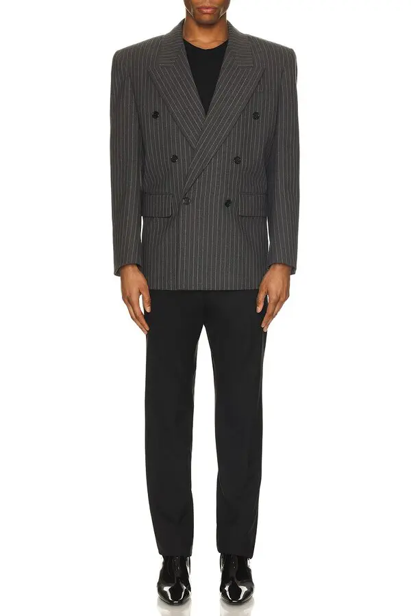 Saint Laurent Tee Col Rond In Black - Noir