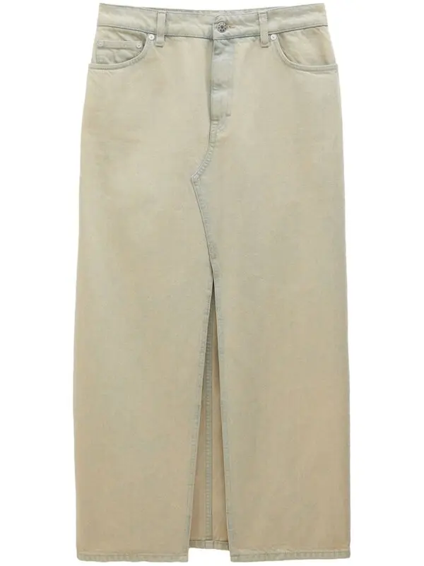Filippa K Front-slit Denim Midi Skirt - Neutrals