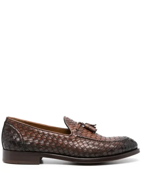 DOUCAL'S Woven Leather Loafers - Brown