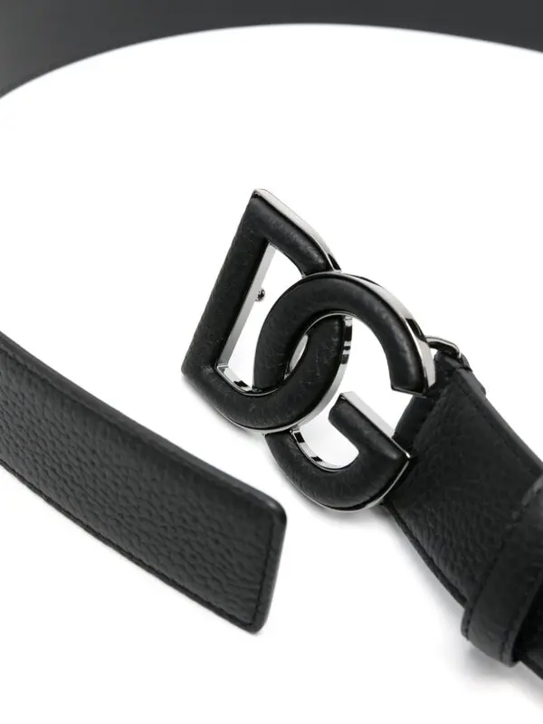 Dolce & Gabbana Deerskin-print Calfskin Belt With Dg Logo Buckle