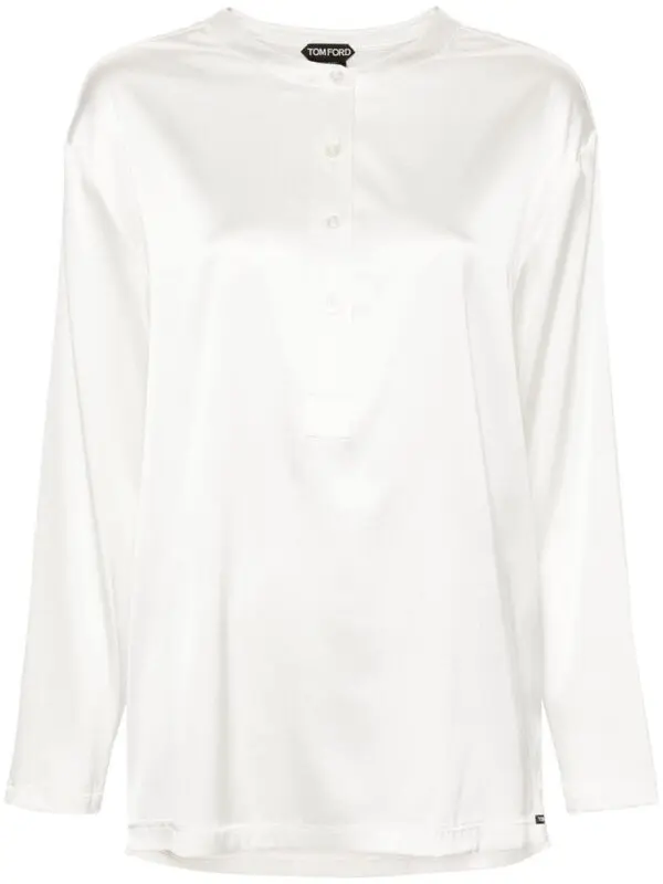 TOM FORD Band-collar Satin Blouse