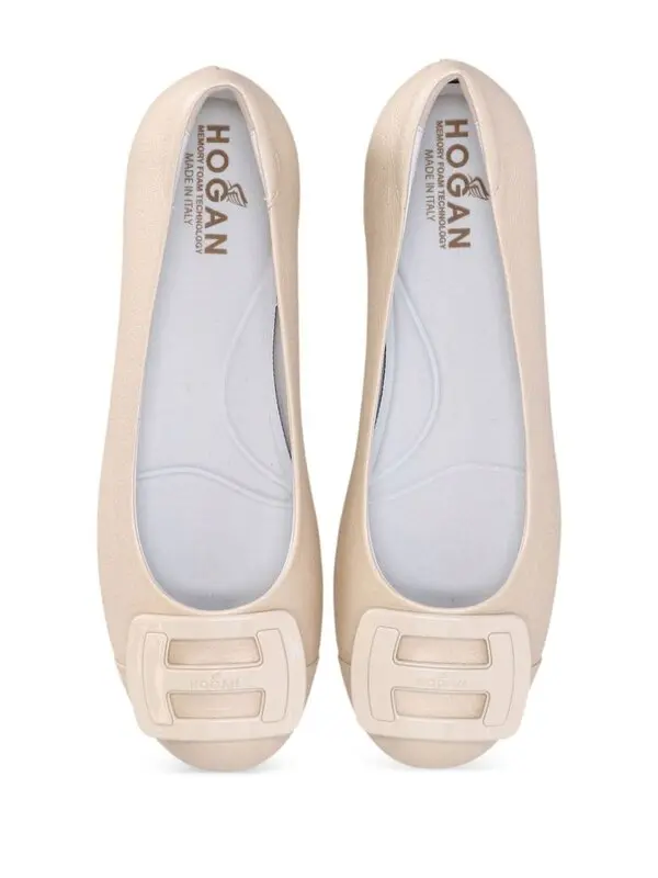 Hogan H661 Patent-leather Ballerinas - Neutrals