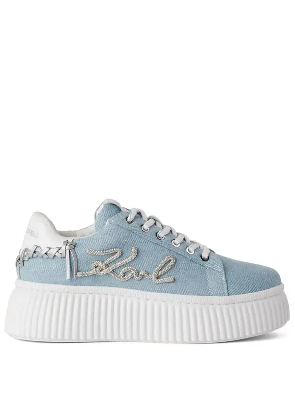 Karl Lagerfeld Whipstitch Platform Sneakers - Blue