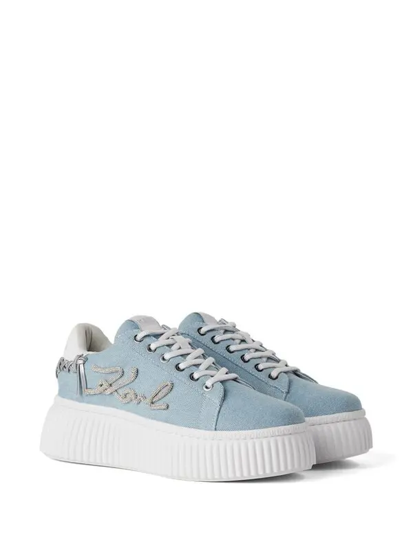 Karl Lagerfeld Whipstitch Platform Sneakers - Blue