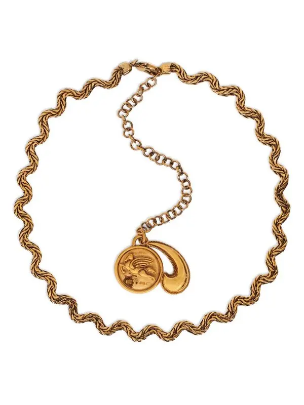 Etro Logo-charm Chain Necklace - Gold