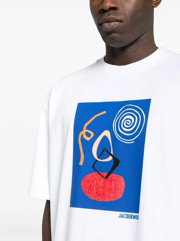 Jacquemus Cuadro Abstract-Print T-Shirt In White - 42% Off