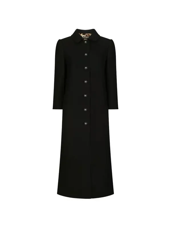 Dolce & Gabbana Logo-button Single-breasted Coat - Black