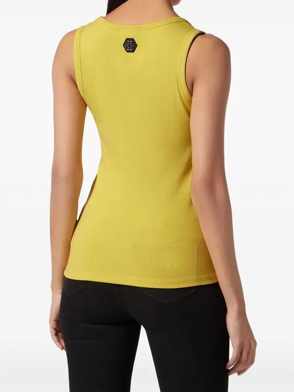 Philipp Plein Hexagon-logo Cotton Tank Top - Yellow