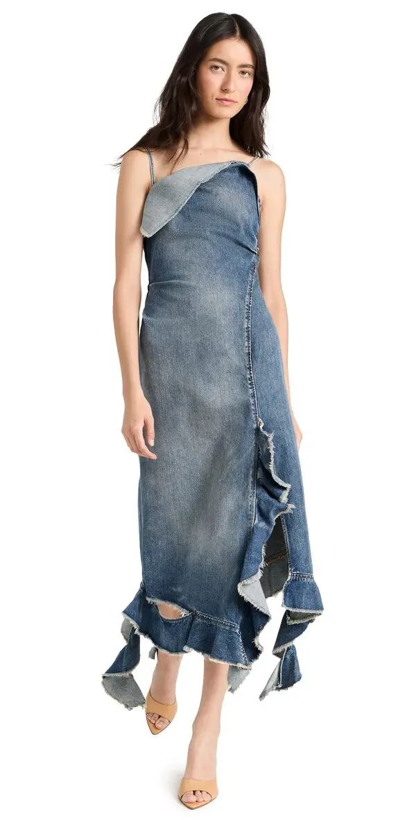 white christmas dresses distressed denim mini dress – As You Can See main image 0