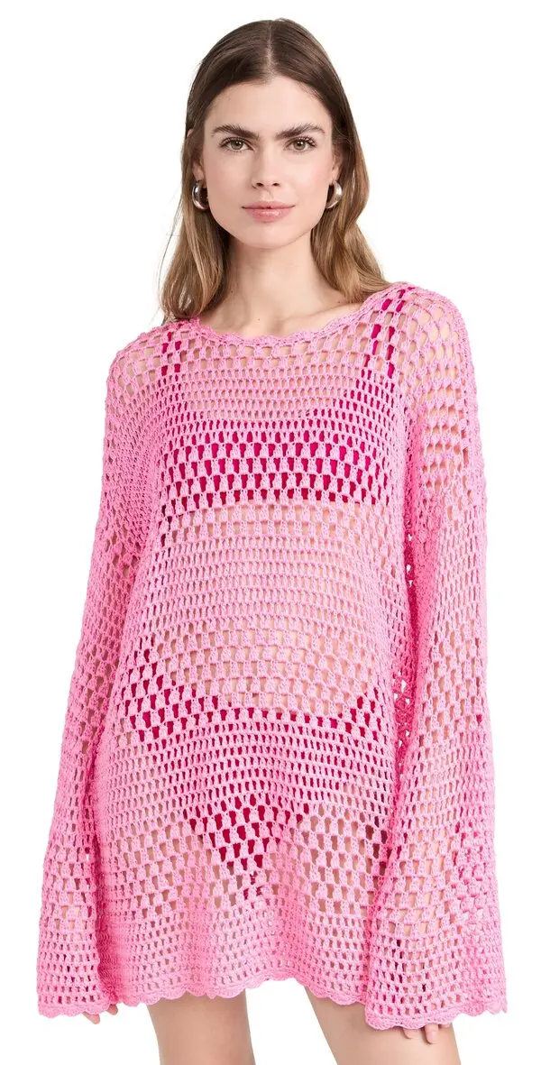 Show Me Your Mumu Crochet Paula Pullover - Bubblegum Pink
