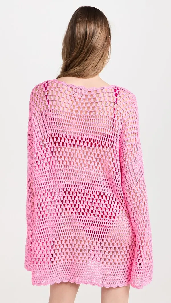 Show Me Your Mumu Crochet Paula Pullover - Bubblegum Pink