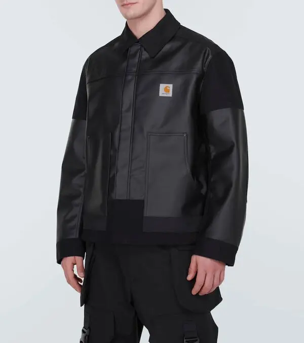 Junya Watanabe X Carhartt Faux Leather Jacket In Black - 30% Off