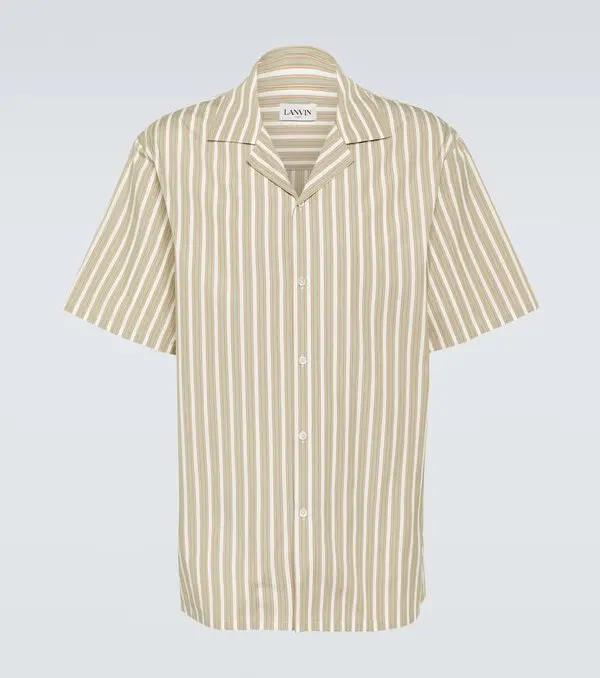 LANVIN Striped Cotton Bowling Shirt - Green