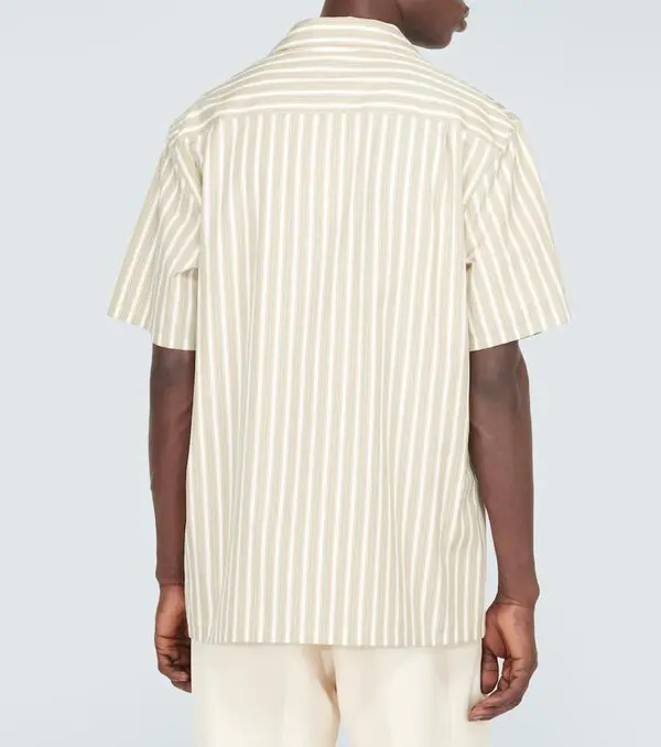LANVIN Striped Cotton Bowling Shirt - Green