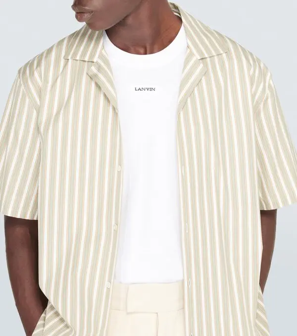LANVIN Striped Cotton Bowling Shirt - Green