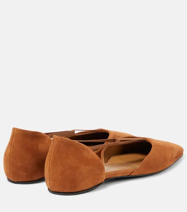 TOTEME T-strap Suede Flats - Brown