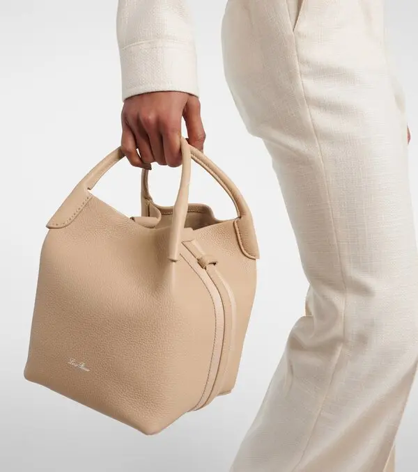 Loro Piana Bale Small Leather Tote Bag - Beige