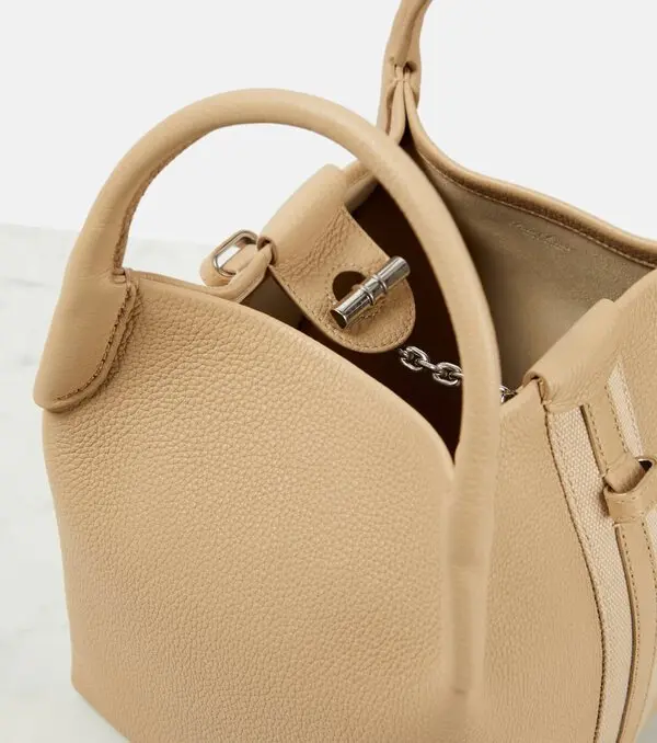 Loro Piana Bale Small Leather Tote Bag - Beige