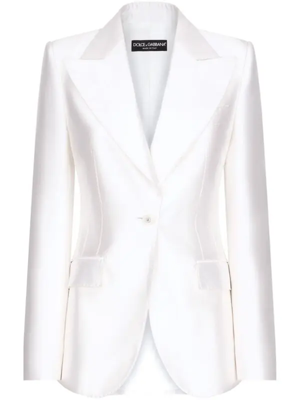 Dolce & Gabbana Turlington Single-breasted Silk Blazer - White