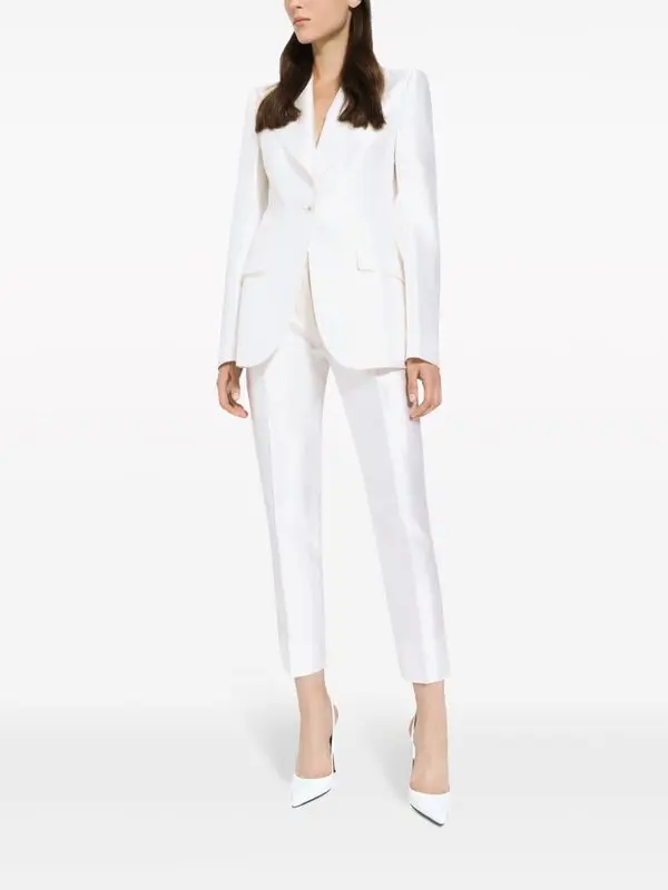 Dolce & Gabbana Turlington Single-breasted Silk Blazer - White