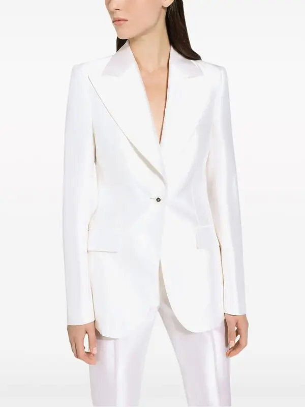 Dolce & Gabbana Turlington Single-breasted Silk Blazer - White