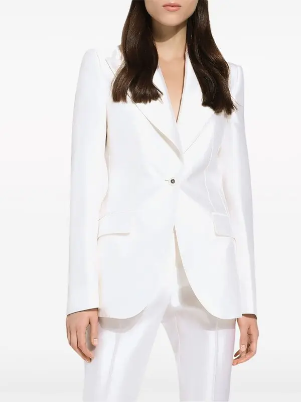 Dolce & Gabbana Turlington Single-breasted Silk Blazer - White