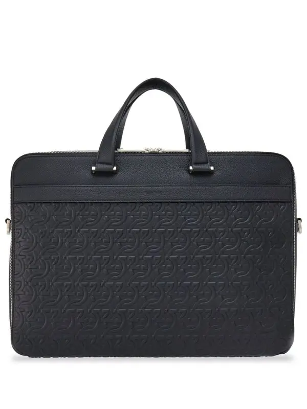 FERRAGAMO Gancini Leather Briefcase - Black