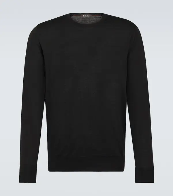 Loro Piana Knitted Virgin Wool Crewneck Top - Black