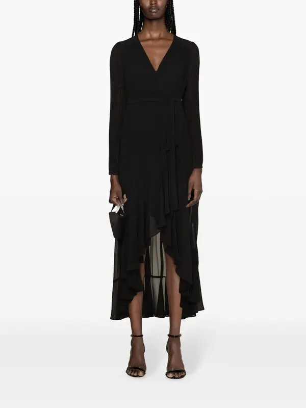 black asymmetric long-sleeve split maxi dress Nala | Black Asymmetric Maxi Dress With Split main image 0