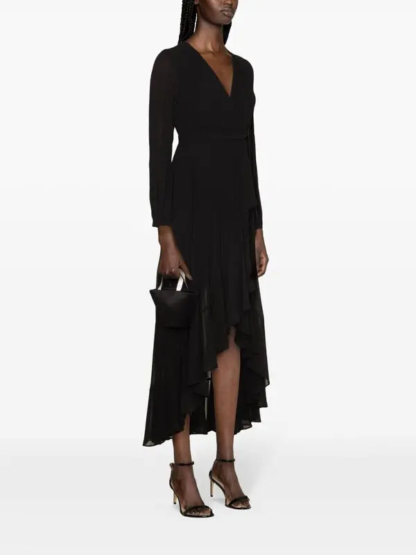 Twinset Pleated Asymmetric-Hem Maxi Dress - Black | Editorialist