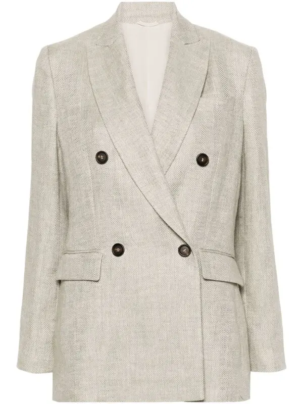 Brunello Cucinelli Herringbone Linen Blazer